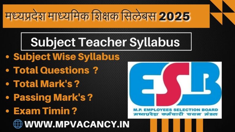 मध्‍यप्रदेश माध्‍यमिक शिक्षक विषय सिलेबस 2025 | MP Varg 2 Subject ...
