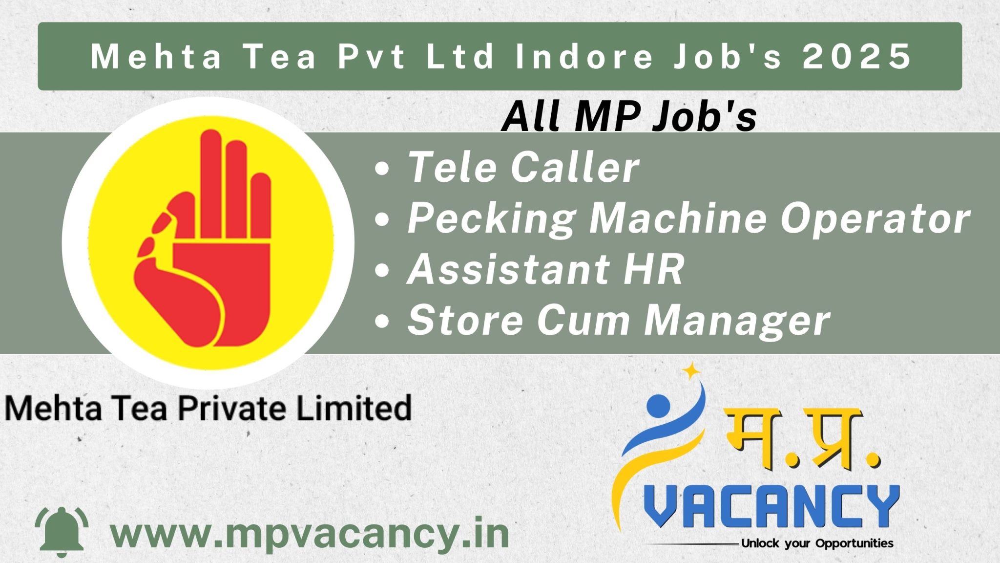 Mehta Tea Private Limited Indore Job's 2025