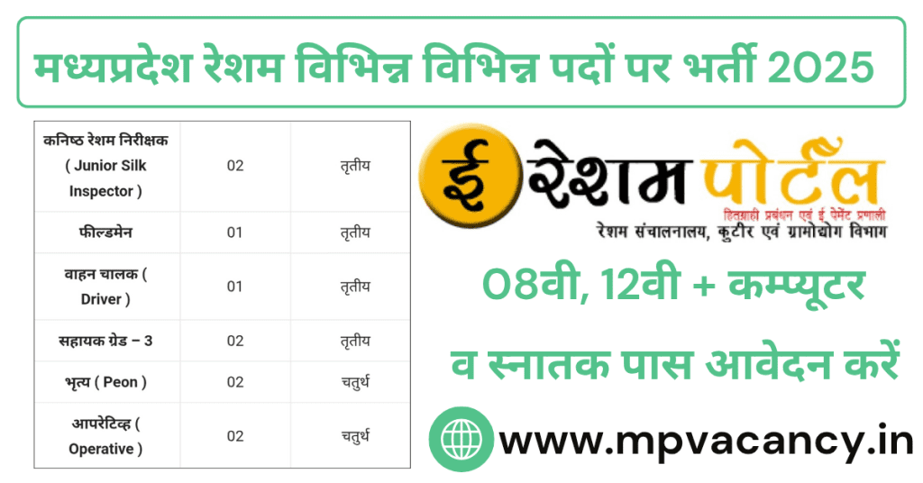 मध्‍यप्रदेश रेशम विभाग भर्ती 2025 | MP Resham Vibhag Vacancy 2025